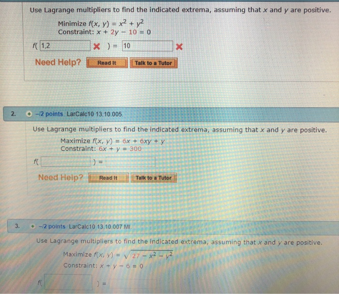 Solved Use Lagrange Multipliers To Find The Indicated Chegg