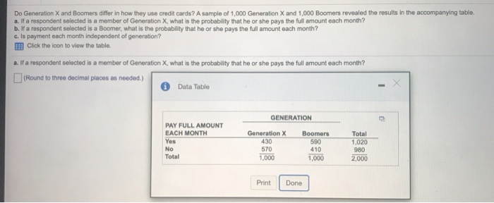 Solved Do Generation X and Boomers differ in how they use | Chegg.com