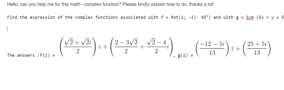 Solved Hello, can you help me for this math - complex | Chegg.com