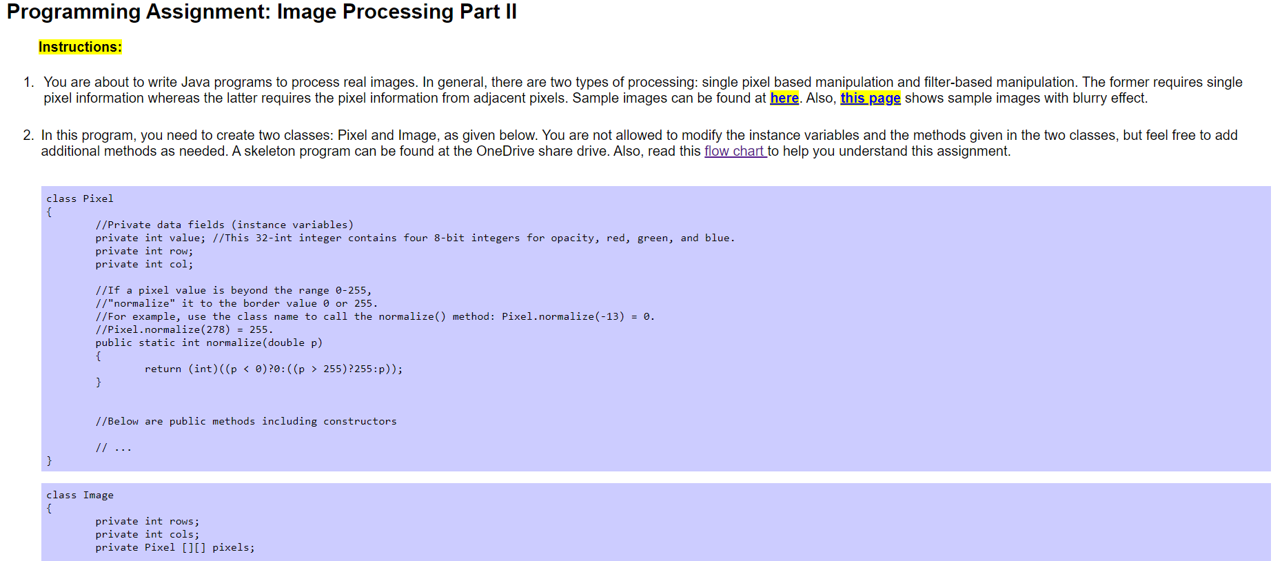 Programming Assignment: Image Processing Part II | Chegg.com