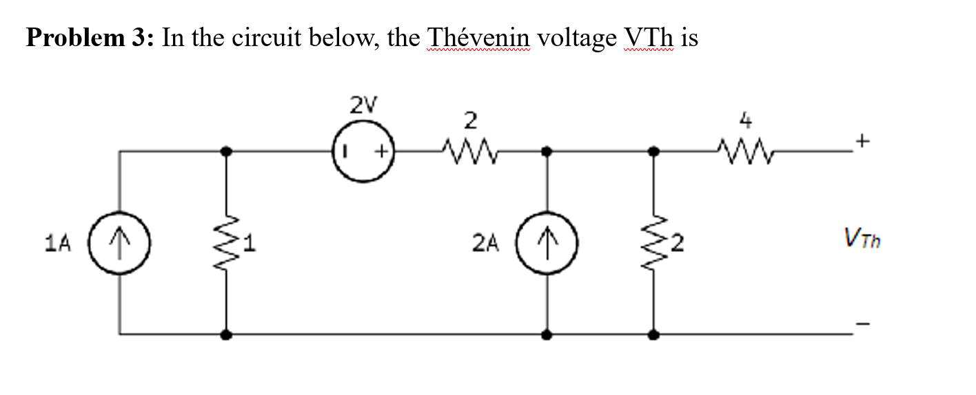 Solved Problem 3: In the circuit below, the Thévenin voltage | Chegg.com