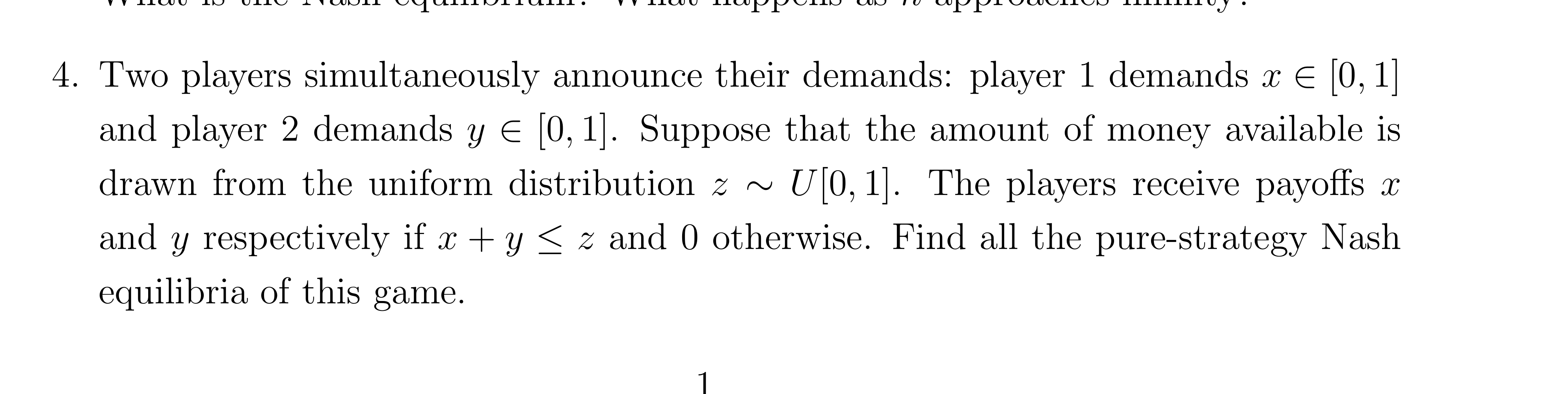 Solved Two players simultaneously announce their demands: | Chegg.com