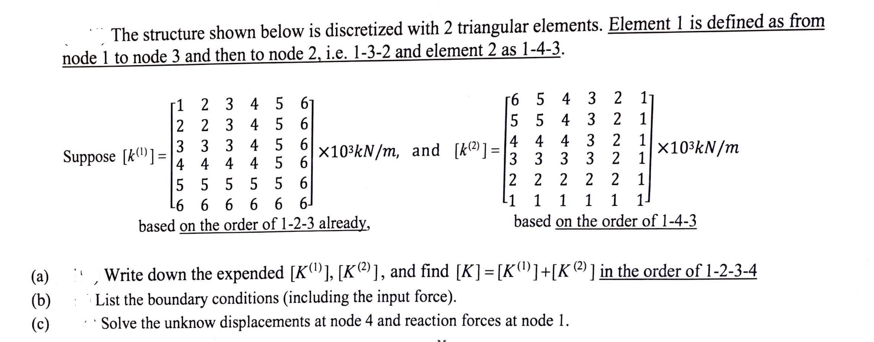 Solved The structure shown below is discretized with 2 | Chegg.com