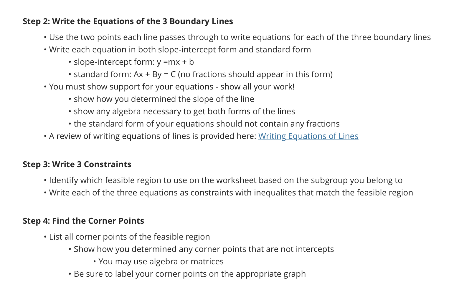 Solved Step 2 Write The Equations Of The 3 Boundary Lines Chegg