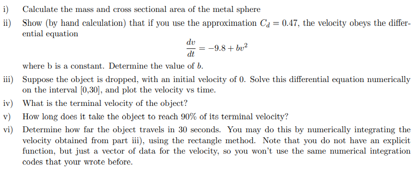 3) Air resistance Background: A spherical object | Chegg.com