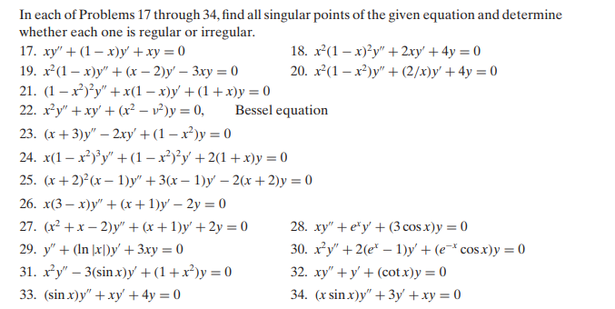 Solved In each of Problems 17 through 34 , find all singular | Chegg.com
