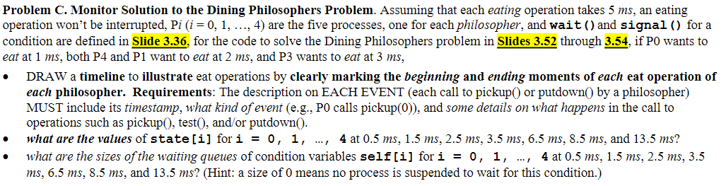 Solved Problem C. Monitor Solution to the Dining | Chegg.com