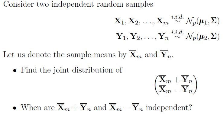 Solved Consider two independent random samples X1, X2, ..., | Chegg.com