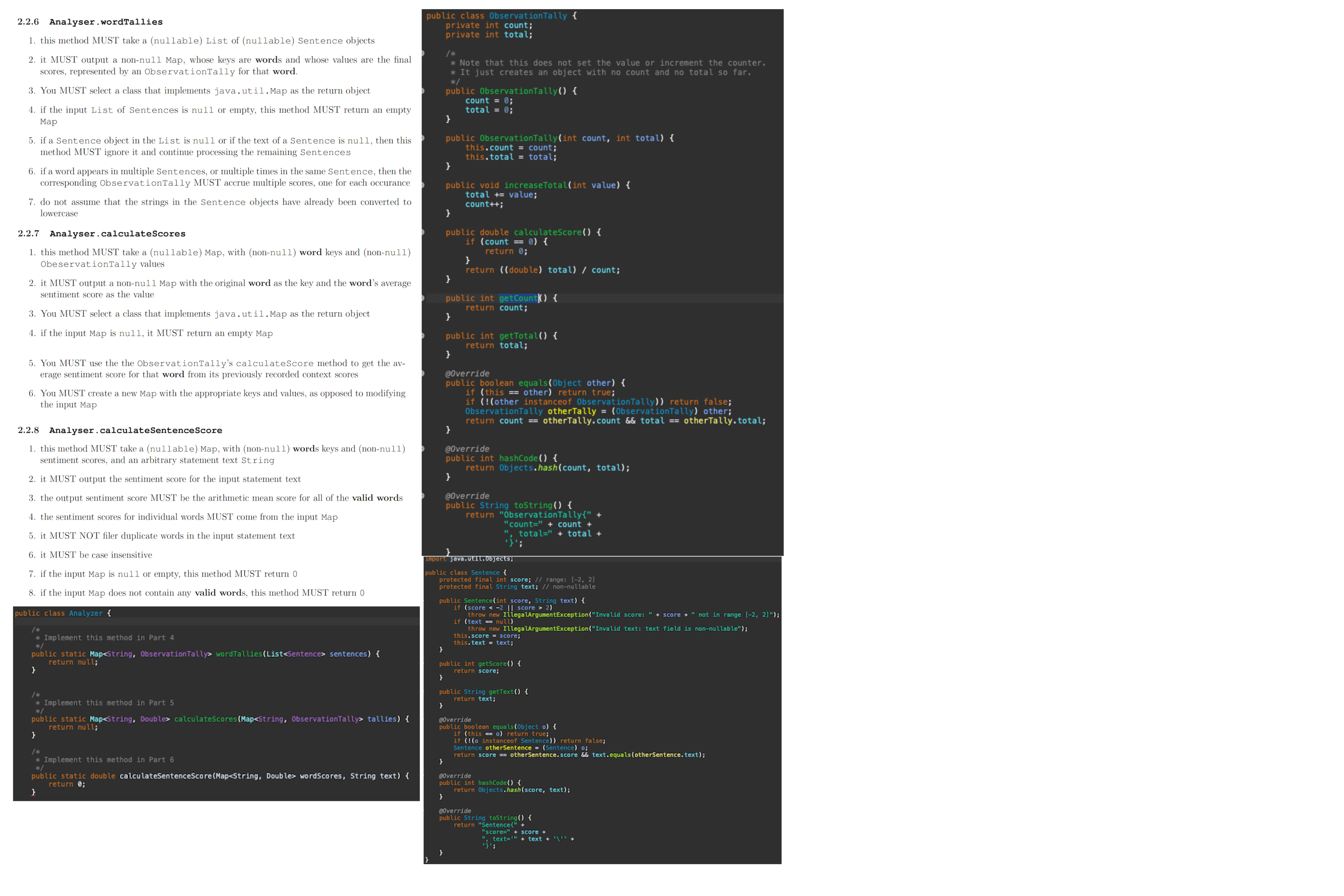 Solved Please implement Analyzer.wordTallies, | Chegg.com