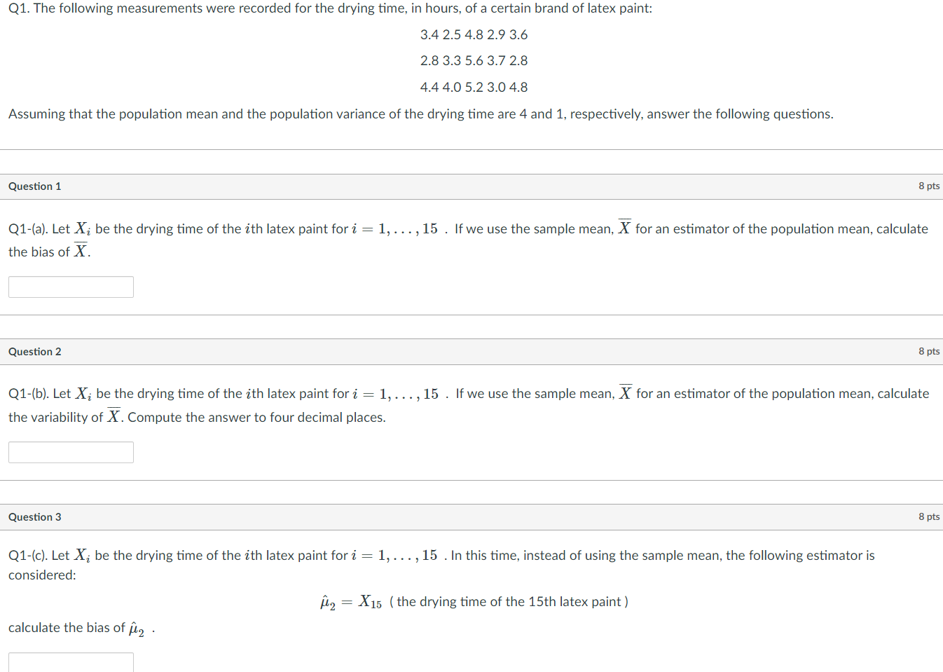 Solved Q1. The following measurements were recorded for the | Chegg.com