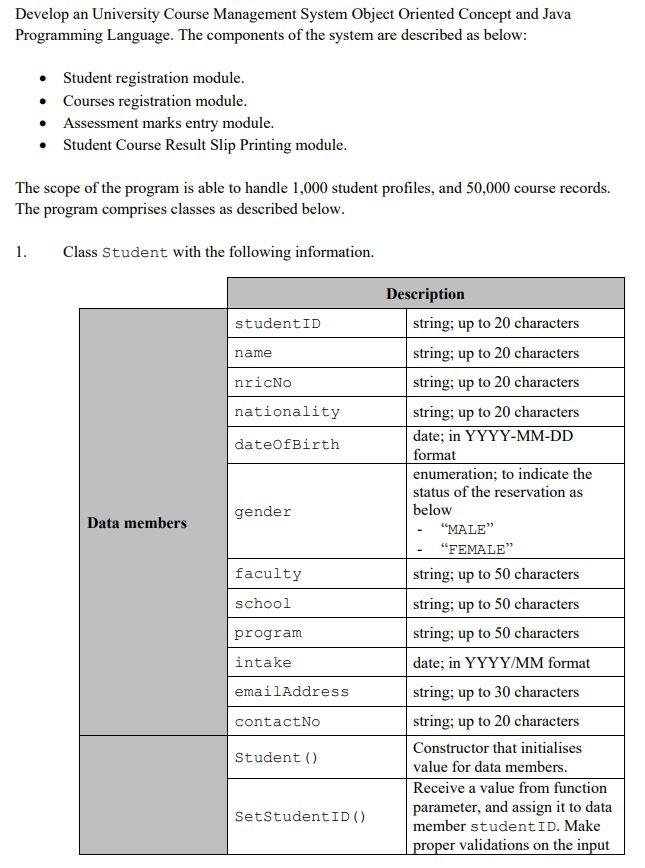 Solved Develop An University Course Management System Object 
