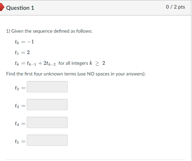Solved 1) Given the sequence defined as follows: | Chegg.com