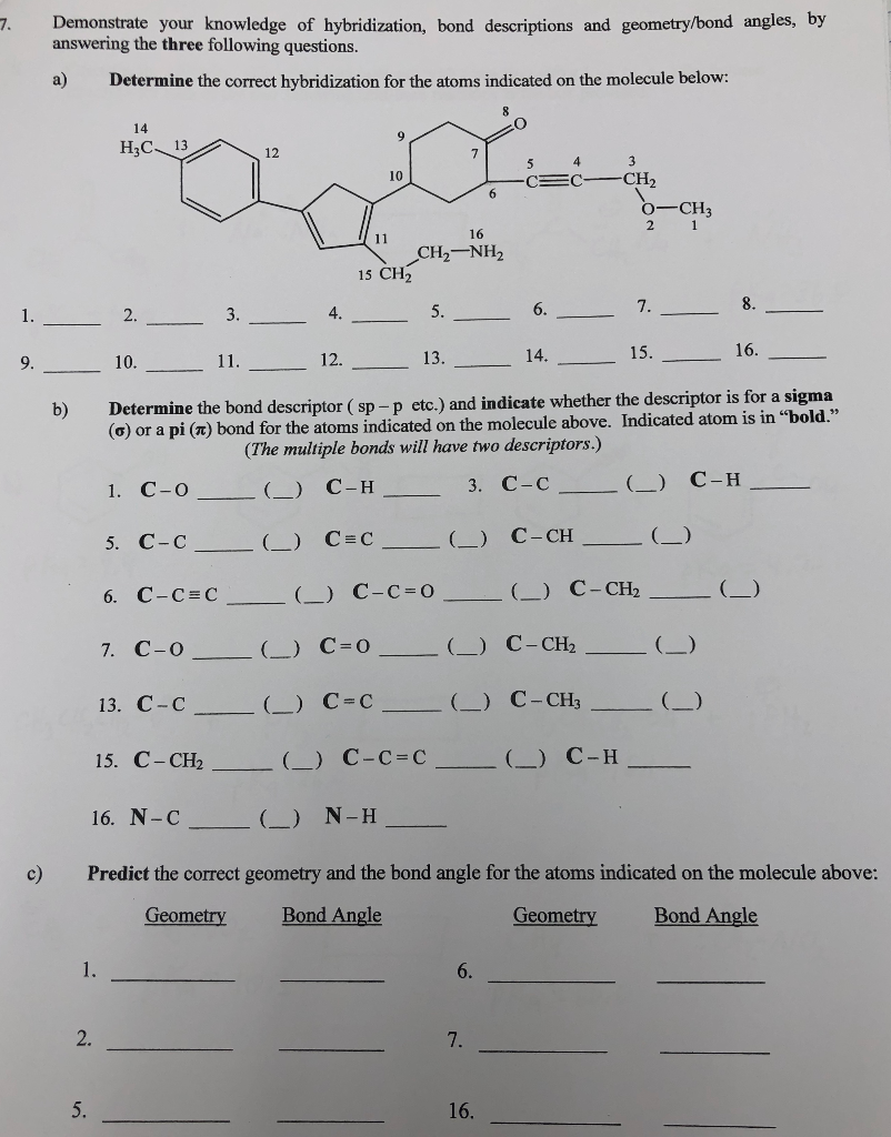 Solved Demonstrate your knowledge of hybridization, bond | Chegg.com