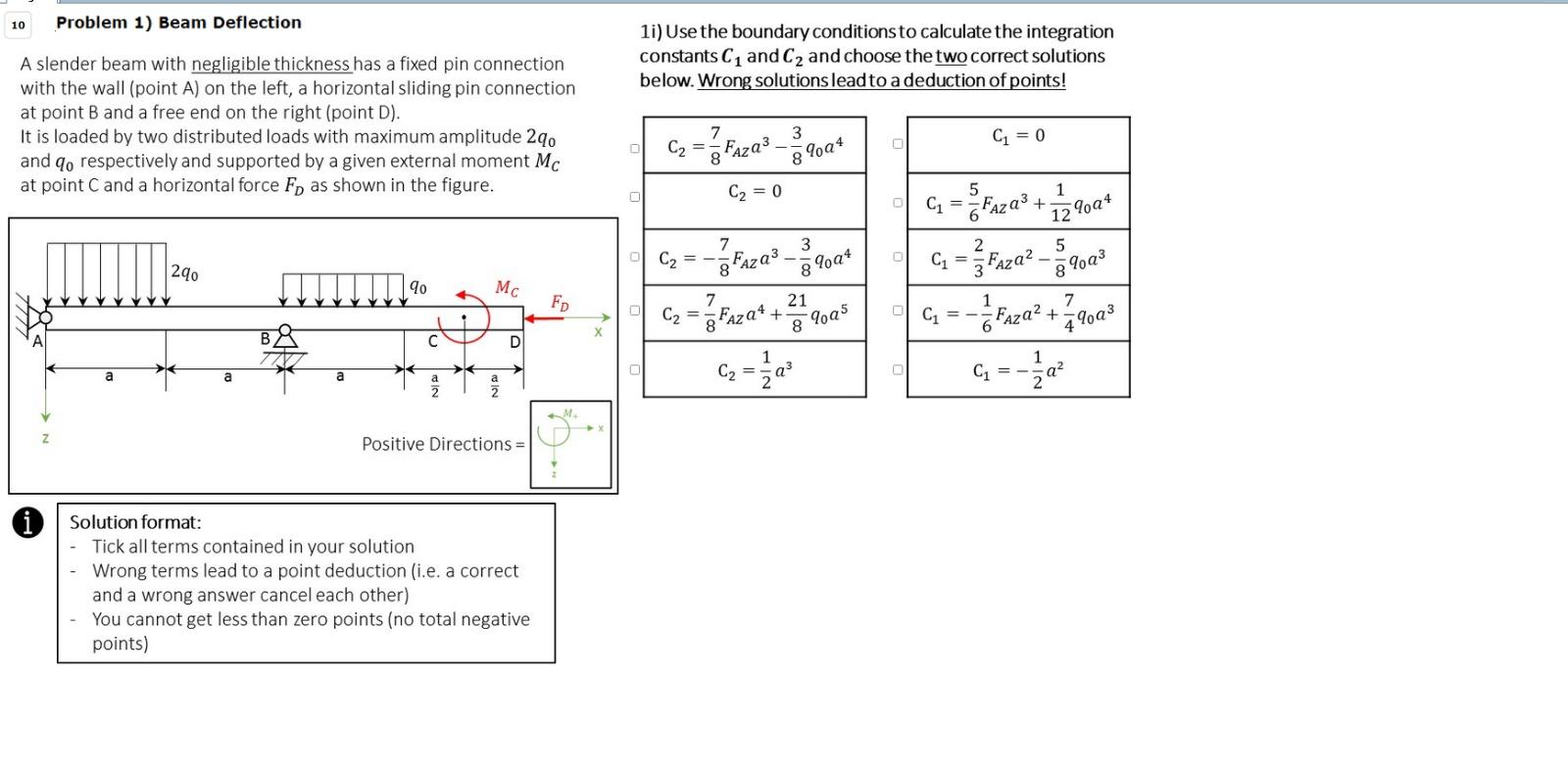 Solved 10 Problem 1) Beam Deflection 1i) Use the boundary | Chegg.com
