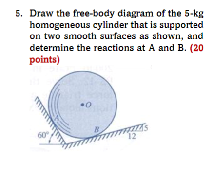Solved 5. Draw the free-body diagram of the 5−kg homogeneous | Chegg.com
