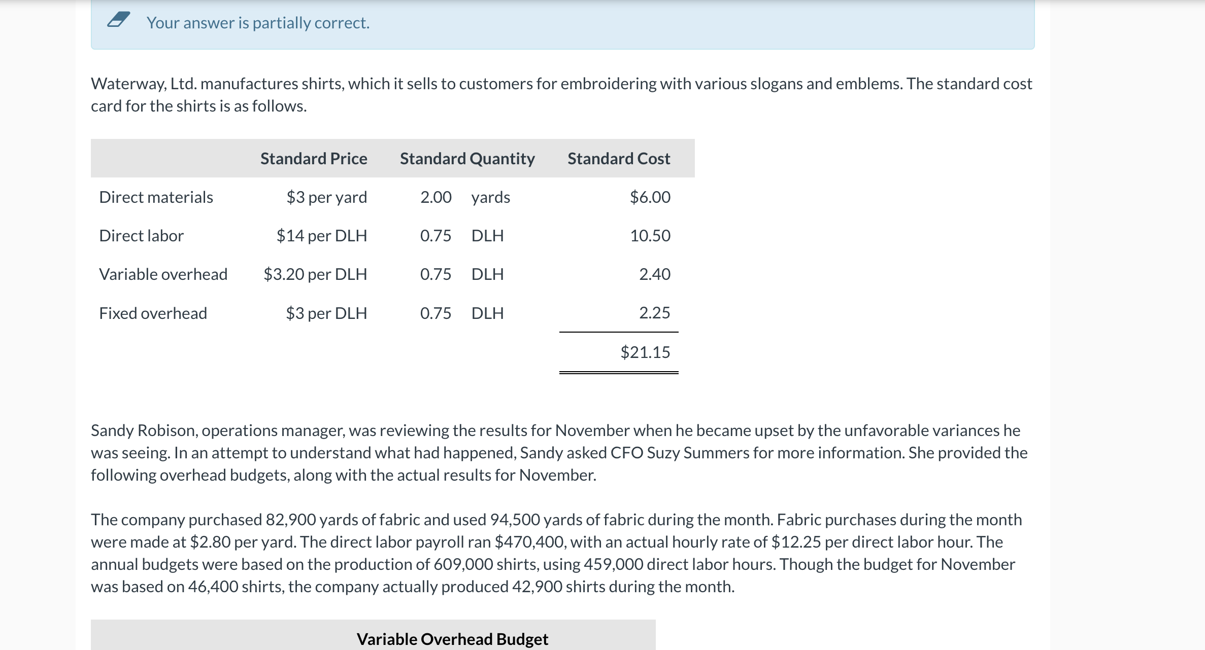 Solved Variable Overhead Budget(a) Calculate the direct | Chegg.com