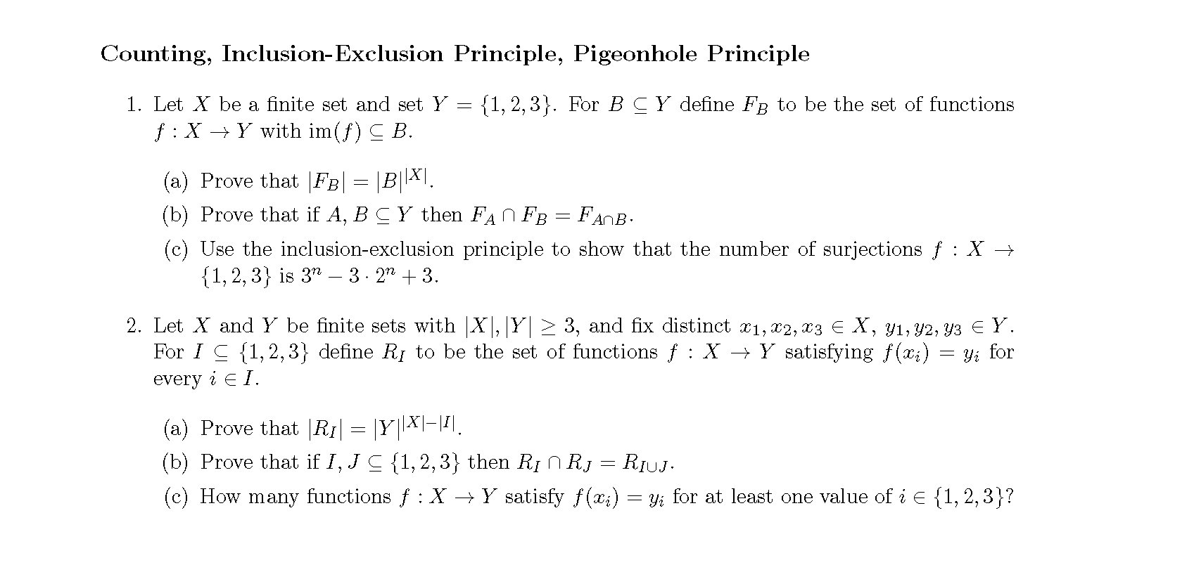 Counting, Inclusion-Exclusion Principle, Pigeonhole | Chegg.com
