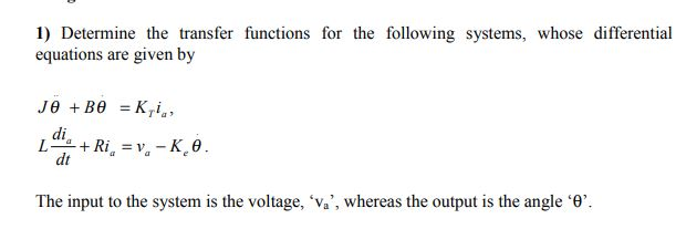 Solved 1) Determine the transfer functions for the following | Chegg.com