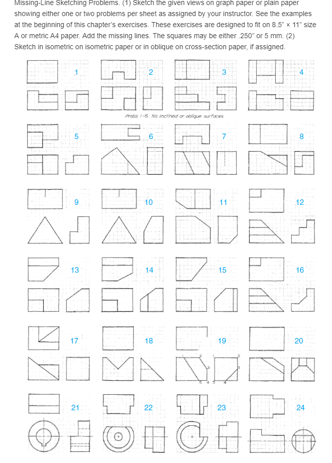 Solved Missing-Line Sketching Problems. (1) Sketch the given | Chegg.com