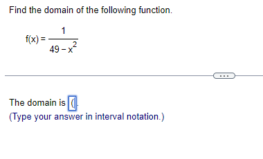 Solved Find the domain of the following function. | Chegg.com