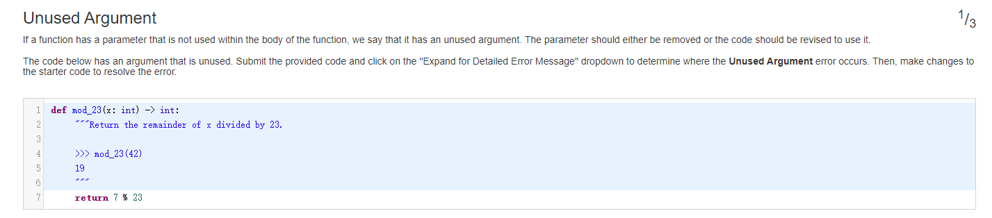 Solved Unused ArgumentIf a function has a parameter that is | Chegg.com