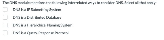 Solved The DNS module mentions the following interrelated | Chegg.com