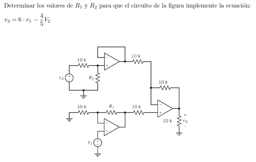 Solved Determinar los valores de R1 y R2 para que el | Chegg.com