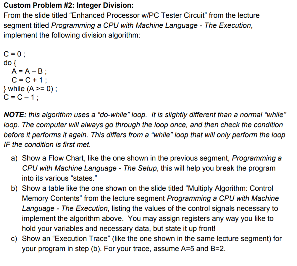 Solved Custom Problem 2 Integer Division From The Slide 