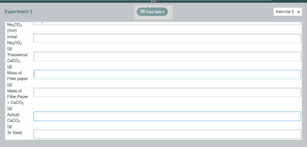 Experiment 1 HE Data Table 1 Exercise 1 - Data Table | Chegg.com Experiment 1 HE Data Table 1 Exercise 1 - Data Table | Chegg.com
