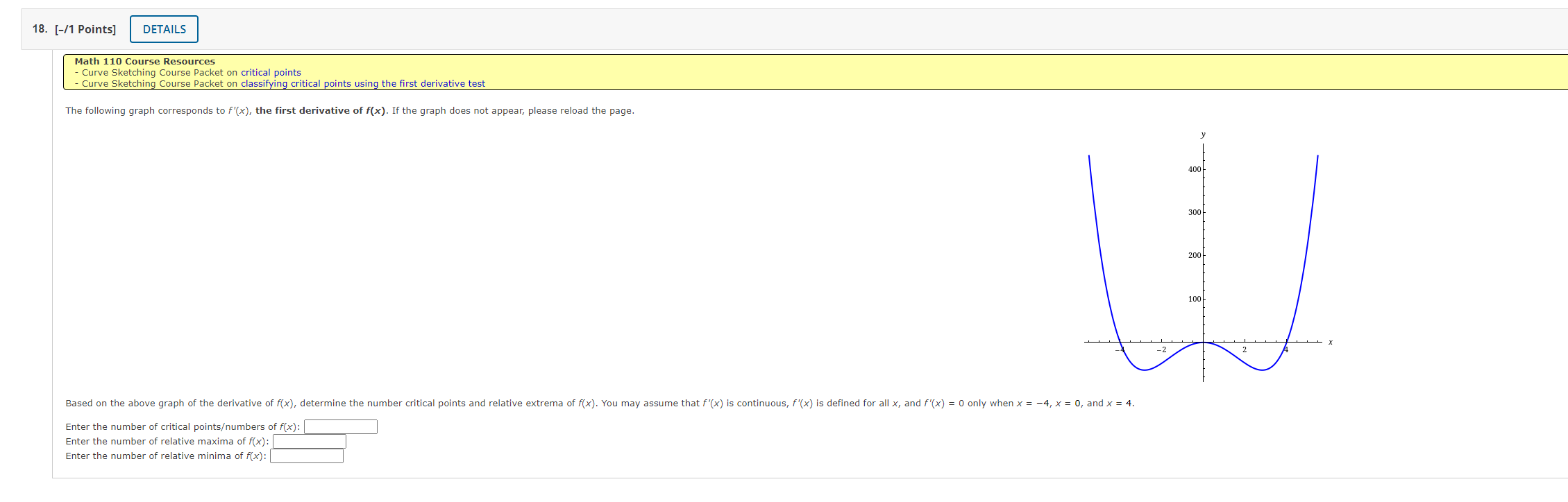 Solved 18. [-/1 Points] DETAILS Math 110 Course Resources | Chegg.com