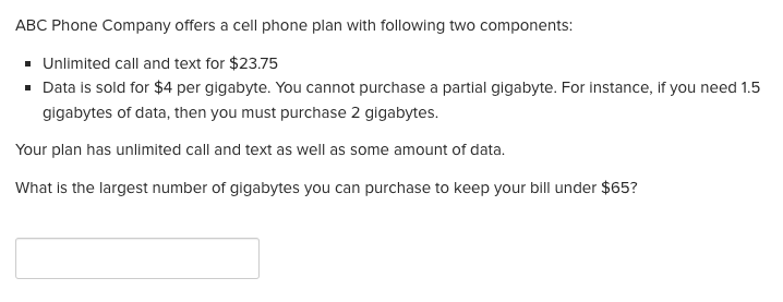 Solved ABC Phone Company offers a cell phone plan with | Chegg.com