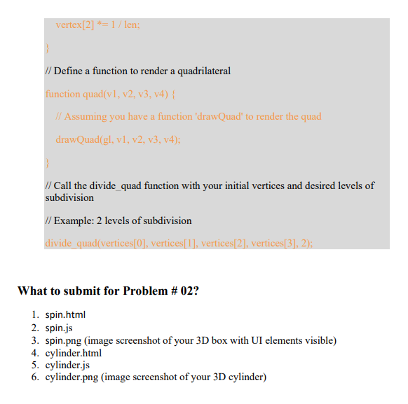 Solved // Define the initial vertices of the box var | Chegg.com
