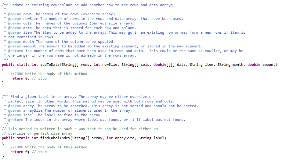 Solved /** Update an existing row/column or add another row | Chegg.com
