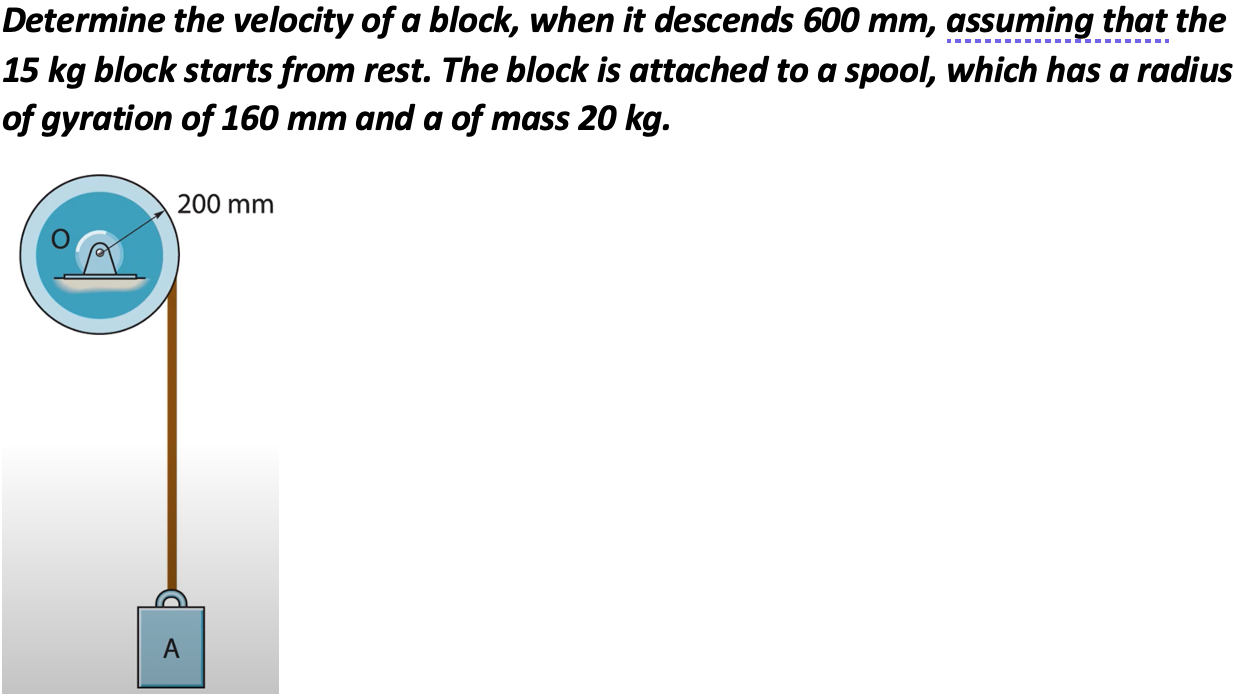 Solved Determine the velocity of a block, when it descends | Chegg.com