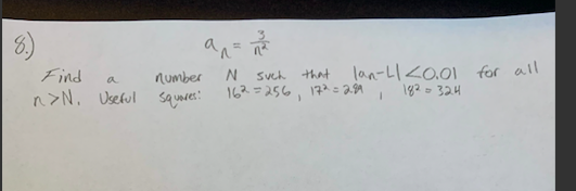 Solved ana na 8) Find number n>N. Useful squares! N such | Chegg.com