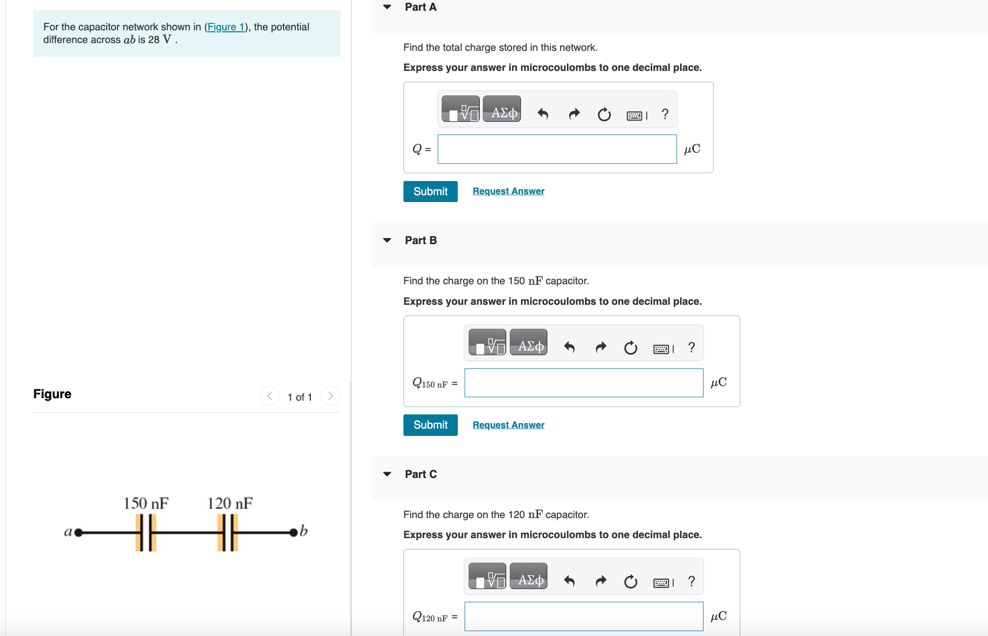 Solved Find the potential difference across the 150nF | Chegg.com