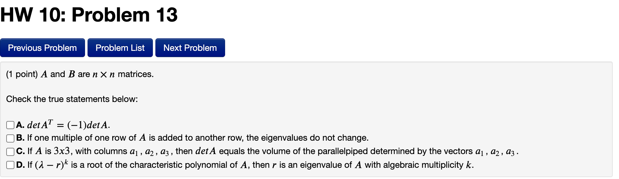 Solved HW 10: Problem 13 Previous Problem Problem List Next | Chegg.com
