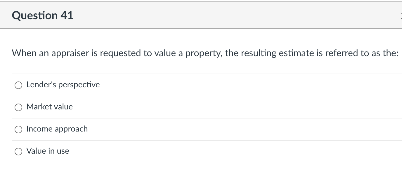 Solved When an appraiser is requested to value a property, | Chegg.com