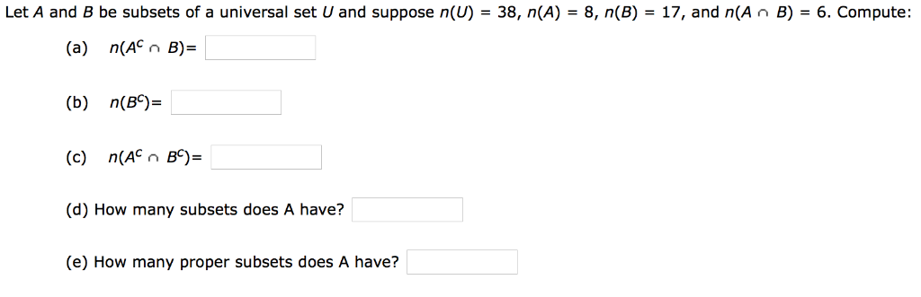 Solved Let A and B be subsets of a universal set U and | Chegg.com