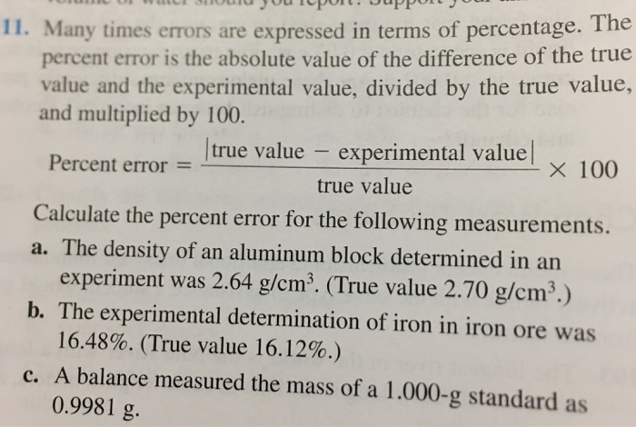 Solved I1. Many times errors are expressed in terms of | Chegg.com