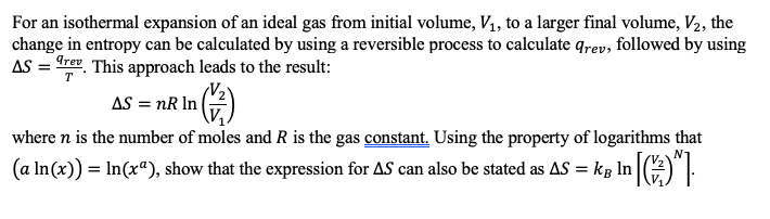 Solved т For an isothermal expansion of an ideal gas from | Chegg.com