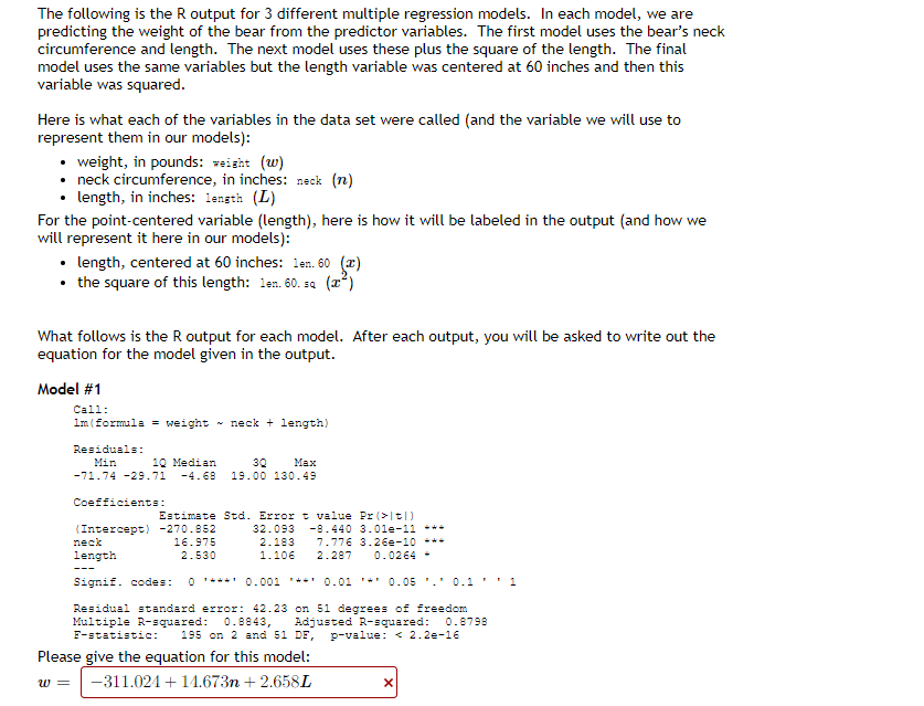 The following is the R output for 3 different | Chegg.com