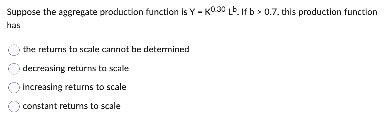 Solved Suppose the aggregate production function | Chegg.com