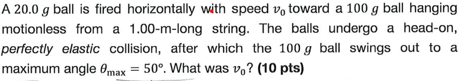 Solved A 20.0 g ball is fired horizontally with speed v0 | Chegg.com