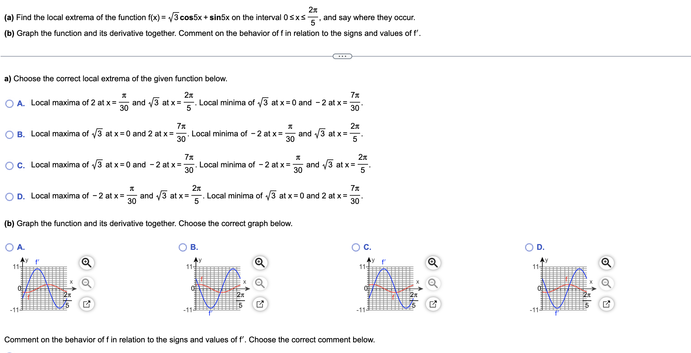 Solved (a) Find the local extrema of the function | Chegg.com