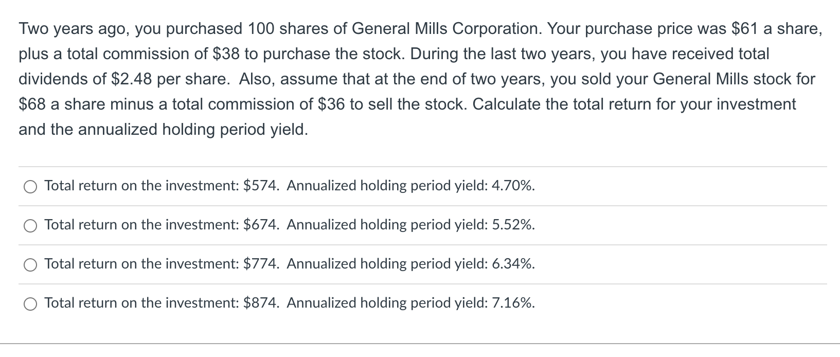 Two years ago, you purchased 100 shares of General | Chegg.com