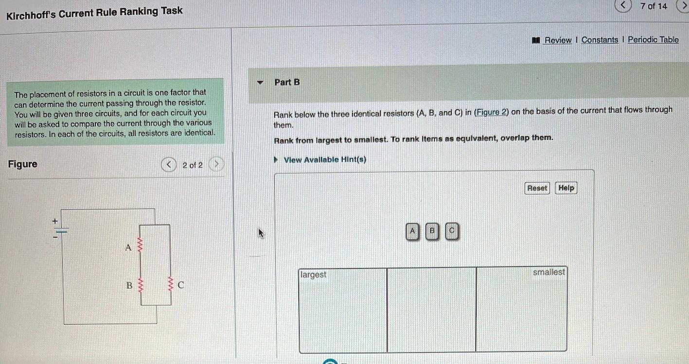 Solved Kirchhoff's Current Rule Ranking Task Review I | Chegg.com