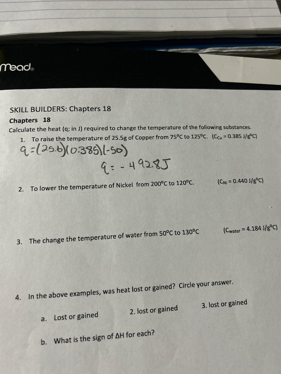 Solved Chapters 18 Calculate the heat (q; in J) required to | Chegg.com