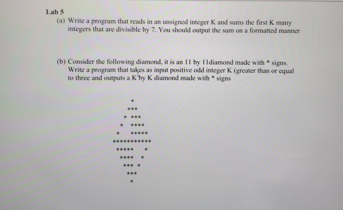 Lab 5 A Write A Program That Reads In An Unsigned