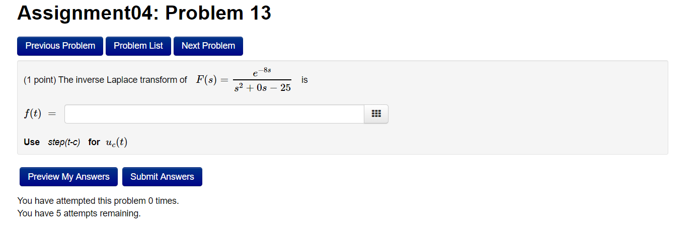 Solved Assignment04 Problem 13 Previous Problem Problem 1675